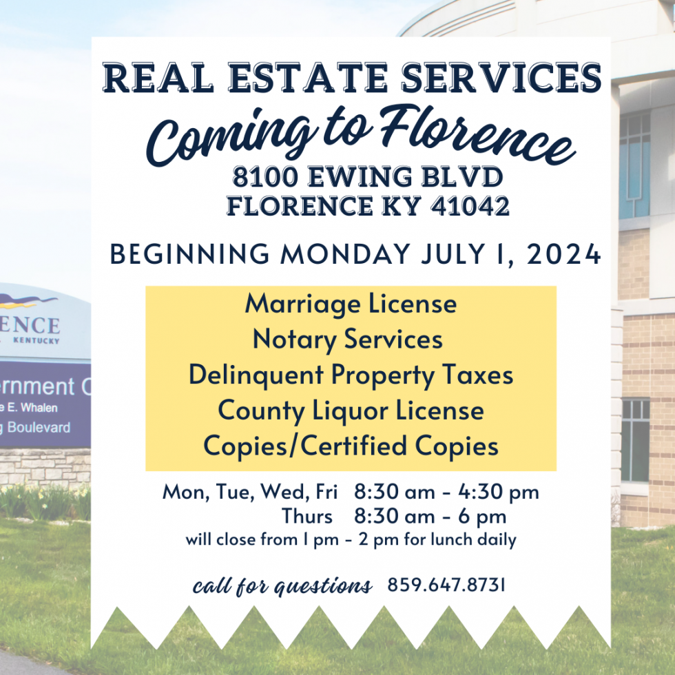 Real Estate Services Coming to Florence - Boone County Clerk's Office